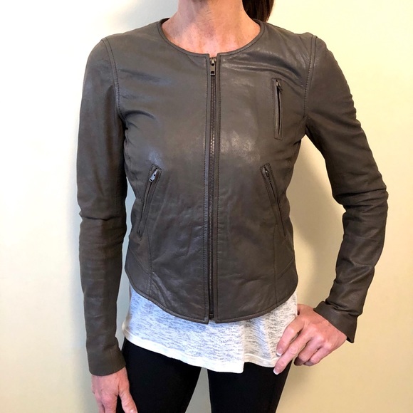 Theory | Jackets & Coats | Theory Grey Leather Jacket | Poshmark